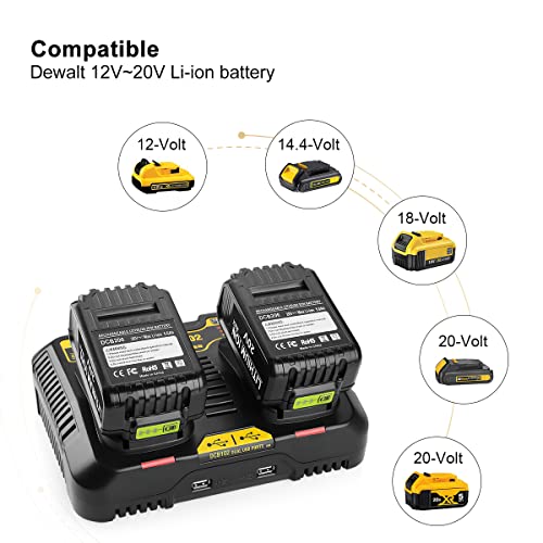 Powilling DCB102BP Replacement Charger for DeWalt DCB102BP 20-Volt MAX Jobsite Charging Station