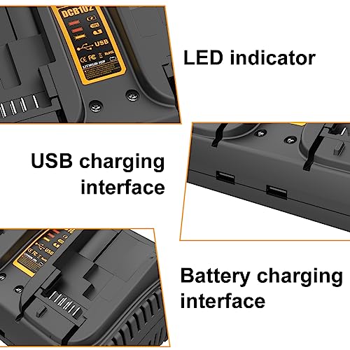 Powilling DCB102BP Replacement Charger for DeWalt DCB102BP 20-Volt MAX Jobsite Charging Station