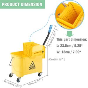 TryE Industrial Mop and Bucket with Wringer Set 5 Gallon 21Qt Plastic Combo Bucket with Wringer on Wheels for Home and Commercial Cleaning Yellow