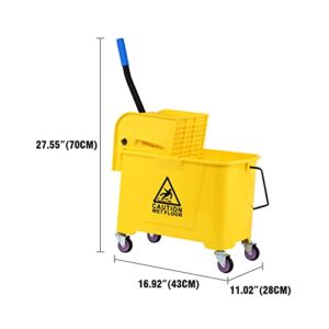 TryE Industrial Mop and Bucket with Wringer Set 5 Gallon 21Qt Plastic Combo Bucket with Wringer on Wheels for Home and Commercial Cleaning Yellow