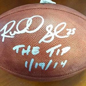 SALE!! Richard Sherman Autographed Official NFL Leather Football Seattle Seahawks "The Tip 1/19/14" RS Holo Stock #78973 - Autographed Footballs