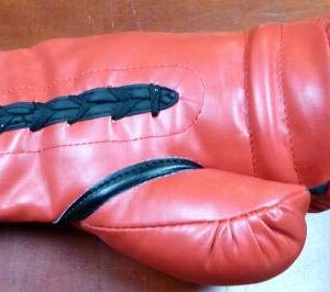 SALE!! Boxing Greats Autographed Red Everlast Boxing Glove With 3 Signatures Including Sugar Ray Leonard, Thomas Hearns & Roberto Duran RH PSA/DNA Stock #112575 - Autographed Boxing Gloves