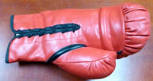 SALE!! Boxing Greats Autographed Red Everlast Boxing Glove With 3 Signatures Including Sugar Ray Leonard, Thomas Hearns & Roberto Duran RH PSA/DNA Stock #112575 - Autographed Boxing Gloves