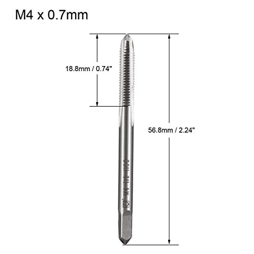 uxcell Metric Machine Tap M4 x 0.7mm H2 High Speed Steel 3 Straight Flutes Screw Tapping Threading Machinist Repair DIY Tool 2pcs