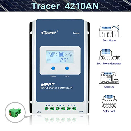 EPEVER MPPT Solar Charge Controller 40A Max PV 100V, 12V/520W, 24V/1040W, Common Negative Grounding, Work for Lead-Acid Sealed /Gel(AGM)/Flooded and Lithium Battery Charging(MPPT 40A)