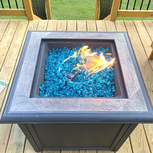 Skyflame 10-Pound Polygon Fire Glass for Fire Pit Fireplace Landscaping,1/2-inch, Aqua Blue