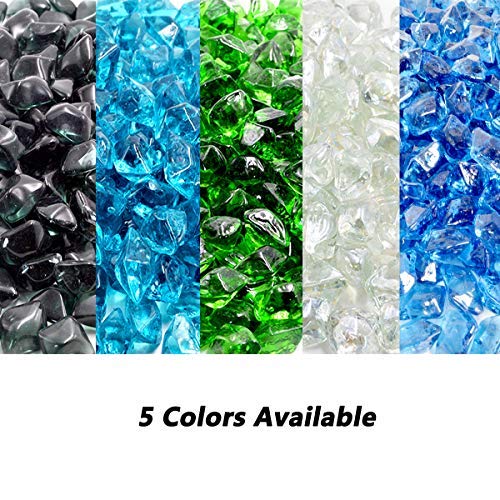 Skyflame 10-Pound Polygon Fire Glass for Fire Pit Fireplace Landscaping,1/2-inch, Aqua Blue