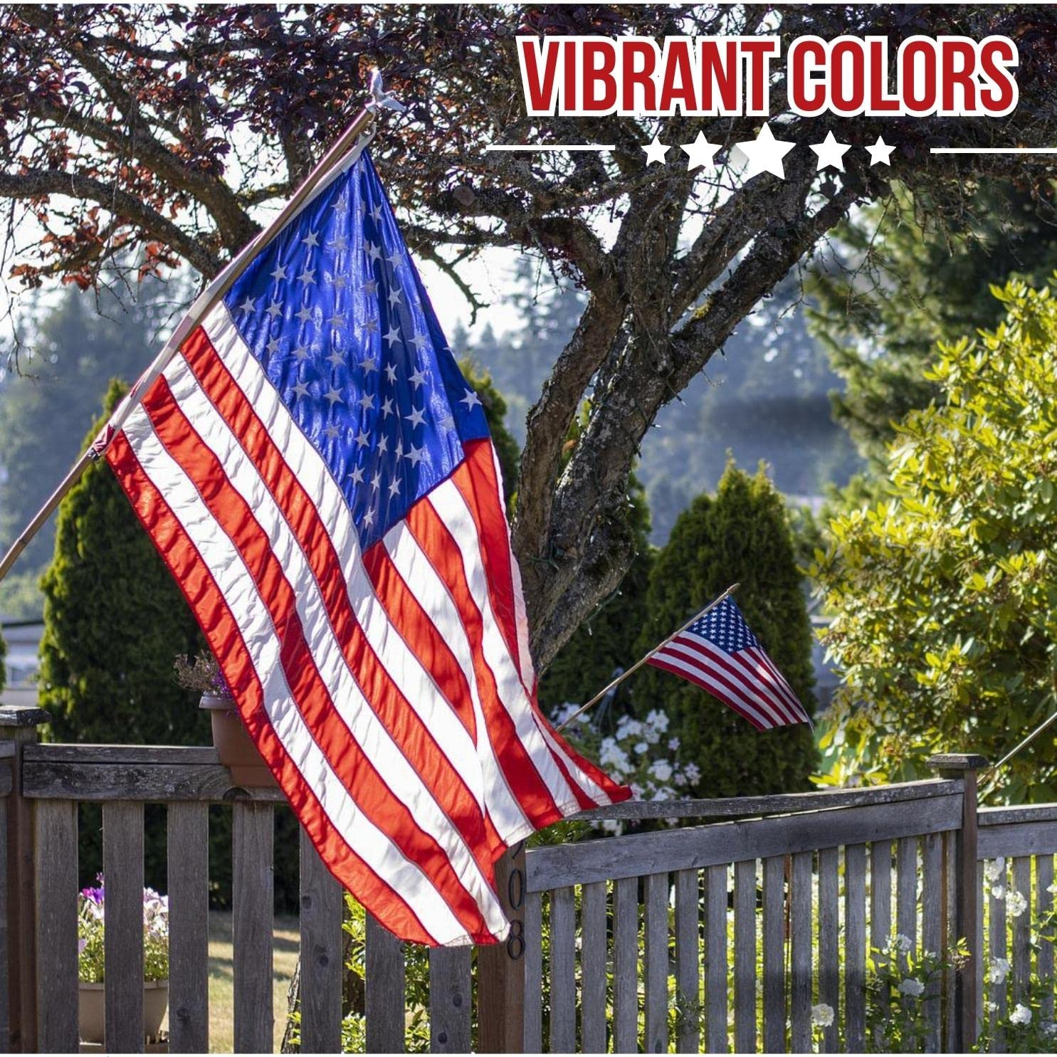 American Flag - Heavy-Duty US Flag - Embroidered Stars - Nylon USA Flag Built for Outdoors - Sewn Stripes - UV Protection - Brass Grommets (3x5 ft)