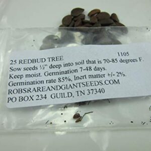 1105-Eastern Redbud Tree (Cercis Canadensis ‎) Seeds by Robsrareandgiantseeds UPC0764425786986 Non-GMO,Organic,USA-Grower,Bonsai, 1105 Package of 25 Seeds