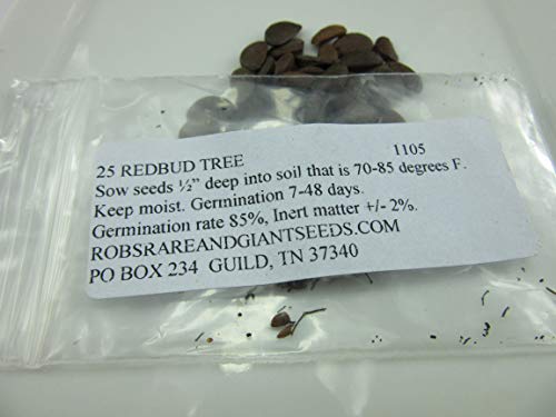 1105-Eastern Redbud Tree (Cercis Canadensis ‎) Seeds by Robsrareandgiantseeds UPC0764425786986 Non-GMO,Organic,USA-Grower,Bonsai, 1105 Package of 25 Seeds