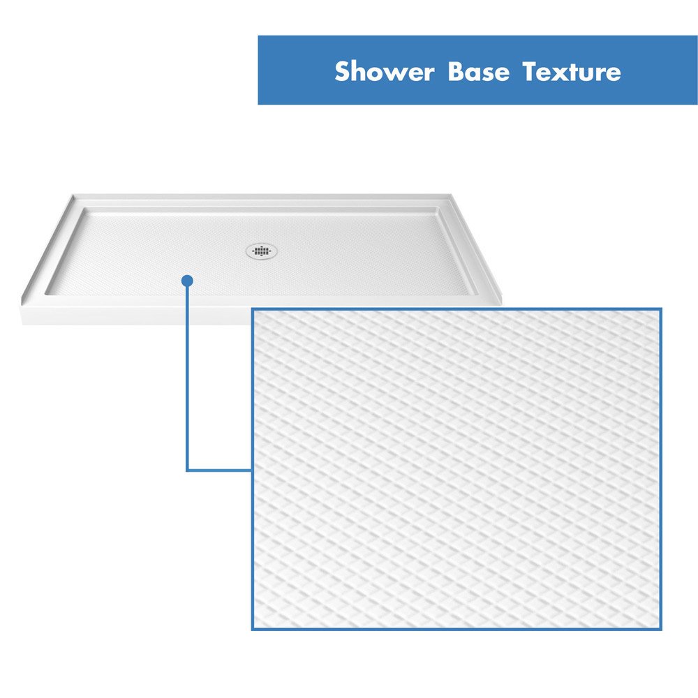 DreamLine SlimLine 34 in. D x 54 in. W x 2 3/4 in. H Center Drain Single Threshold Shower Base in White, DLT-1134540