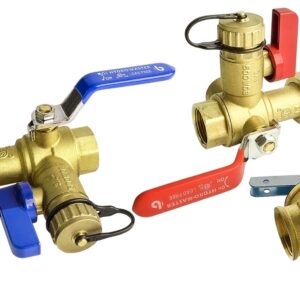 HYDRO MASTER Tankless Water Heater Service Valve Kit with Pressure Relief Valve 3/4-Inch IPS Isolator Clean Brass