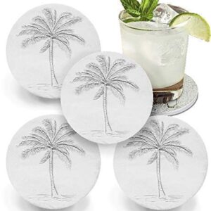 Palm Tree Absorbent Drink Coaster set - Handmade by McCarter Coasters - 4.38 inch (4pc)