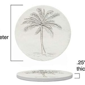 Palm Tree Absorbent Drink Coaster set - Handmade by McCarter Coasters - 4.38 inch (4pc)