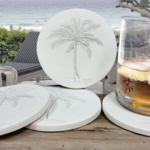 Palm Tree Absorbent Drink Coaster set - Handmade by McCarter Coasters - 4.38 inch (4pc)