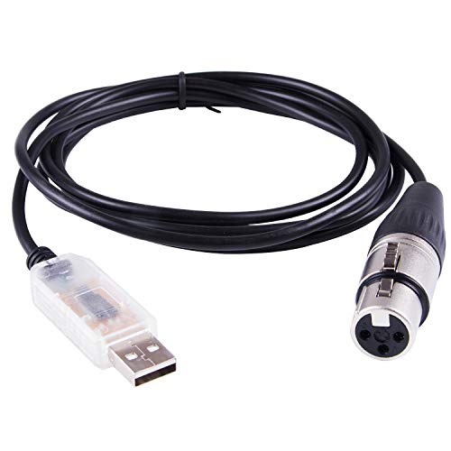 USB to DMX 512 3PIN XLR Interface Adapter Computer PC Stage Lighting Controller Dimmer USB to DMX Freestyle Software RS485 Serial Converter Cable (Length:6ft)