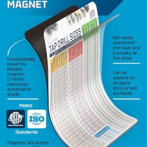 Useful Magnets Inch Metric Tap Drill Sizes Flexible Chart | Decimal Equivalents Magnetic Chart for Garage CNC Shop | Waterproof Comprehensive Guide Tool Posters 11" x 8.5"