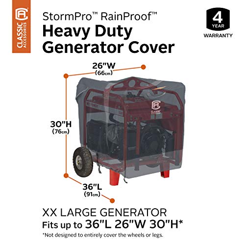 Classic Accessories StormPro Waterproof 36 Inch 7,000 Watt Heavy-Duty Generator Cover