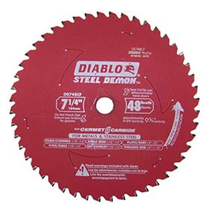 Diablo D0748CF STEEL DEMON 7 1/4 inch 48 Teeth Metal and Stainless Steel cutting Saw Blade CERMET II Carbide Up to 5X Longer Life