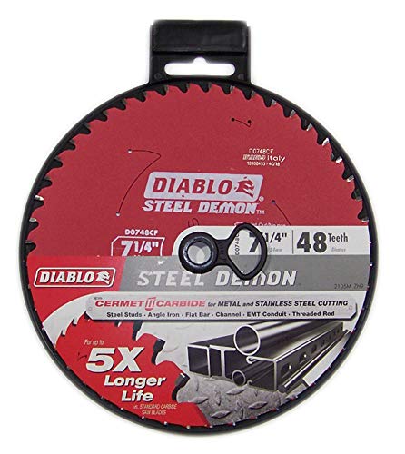 Diablo D0748CF STEEL DEMON 7 1/4 inch 48 Teeth Metal and Stainless Steel cutting Saw Blade CERMET II Carbide Up to 5X Longer Life