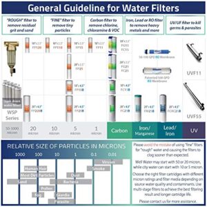 iSpring WSP-50 Reusable Whole House Spin Down Sediment Water Filter 50 Micron, 1" MNPT + 3/4" FNPT w/Push to Connect Fittings