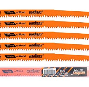 HORUSDY 12-Inch Wood Pruning Reciprocating Saw Blades, 5 Pack, 5TPI Saw Blades