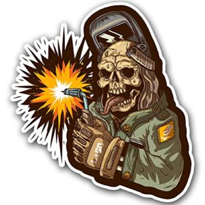 zombie welder hard hat welding helmet sticker decal toolbox car window truck lunchbox