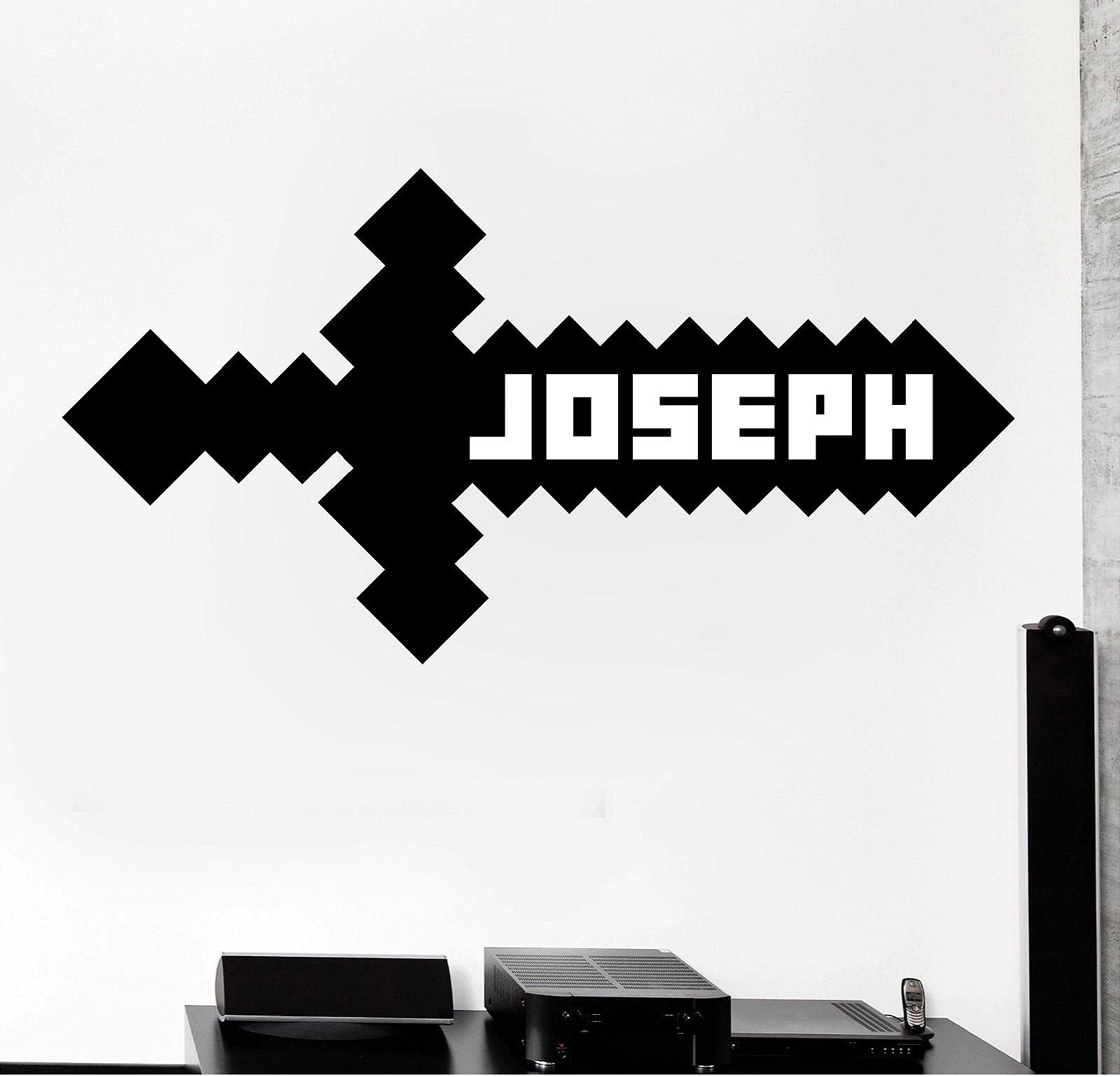 Personalized Custom Video Gamer Sword Name Wall Decal Sticker Customized Sign Monogram Stencil Choose Size Color