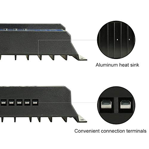 60A Solar Charge Controller,Intelligent USB Port Display 12V/24V Auto Charge Regulator