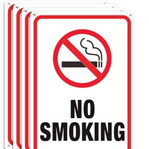 No Smoking Sign,4 Pack No Smoking Metal Reflective Signs - 10 x 7 Inches .040 Rust Free Heavy Duty Aluminum sign - UV Printed With Professional Graphics - Easy To Mount - Indoor & Outdoor use