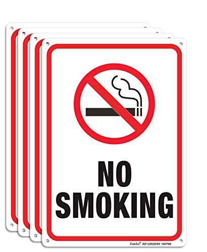 No Smoking Sign,4 Pack No Smoking Metal Reflective Signs - 10 x 7 Inches .040 Rust Free Heavy Duty Aluminum sign - UV Printed With Professional Graphics - Easy To Mount - Indoor & Outdoor use