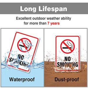 No Smoking Sign,4 Pack No Smoking Metal Reflective Signs - 10 x 7 Inches .040 Rust Free Heavy Duty Aluminum sign - UV Printed With Professional Graphics - Easy To Mount - Indoor & Outdoor use