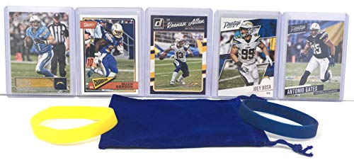 Los Angeles Chargers Cards: Justin Herbert, Tyrod Taylor, Keenan Allen, Mike Williams, Austin Ekeler Hunter Henry LaDainian Tomlinson ASSORTED Football Stars & Legends Trading Card & Wristbands Bundle