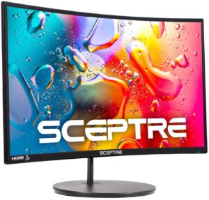 sceptre curved 24-inch gaming monitor 1080p r1500 98% srgb hdmi x2 vga build-in speakers, vesa wall mount machine black (c248w-1920rn series)