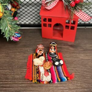 Zoeartcrafts - Tiny Peruvian Nativity Scene Christmas Decor - 6 pcs set - 1" tall