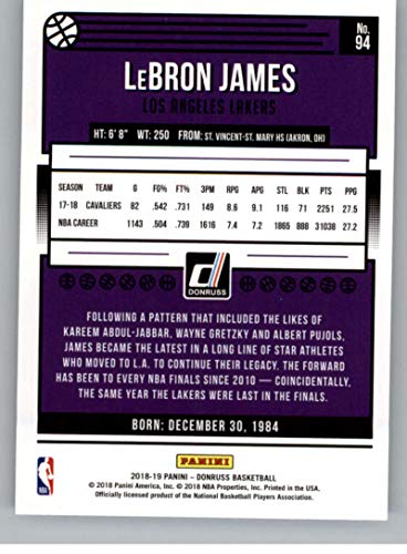 Basketball NBA 2018-19 Donruss #94 LeBron James Lakers