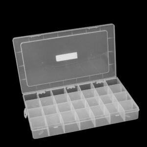 IIVVERR Clear Plastic Detachable 28 Grid Screws Electronic Parts Rectangular Storage Box (Caja de almacenamiento rectangular de piezas electrÃnicas desmontable de 28 tornillos de rejilla de plástico