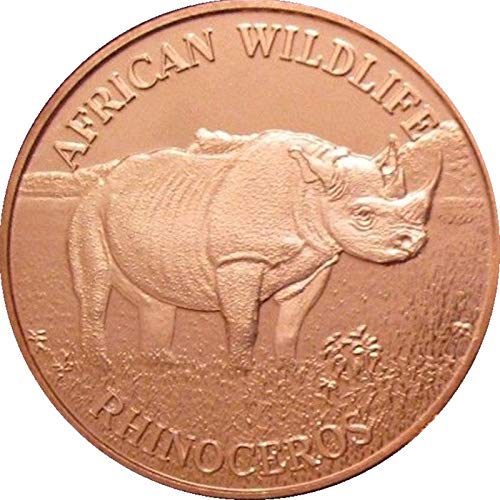 Jig Pro Shop African Wildlife Series 1 oz .999 Pure Copper Round/Challenge Coin (Rhinoceros)