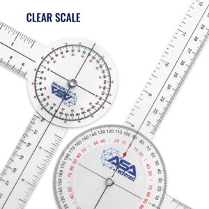 ASA TECHMED 6 Pcs 360° 12, 8 and 6 Inch Medical Spinal Goniometer Angle Protractor Angle Ruler