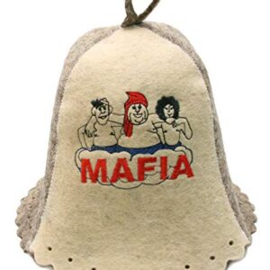 PetriStor Sauna Hat Embroidered Mafia for Man Natural Felt Made in Ukraine