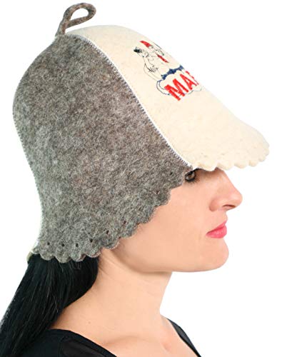 PetriStor Sauna Hat Embroidered Mafia for Man Natural Felt Made in Ukraine