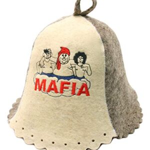 PetriStor Sauna Hat Embroidered Mafia for Man Natural Felt Made in Ukraine