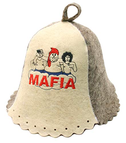 PetriStor Sauna Hat Embroidered Mafia for Man Natural Felt Made in Ukraine