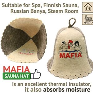 PetriStor Sauna Hat Embroidered Mafia for Man Natural Felt Made in Ukraine