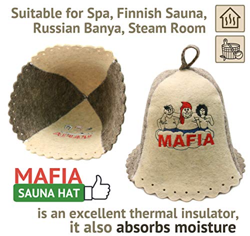 PetriStor Sauna Hat Embroidered Mafia for Man Natural Felt Made in Ukraine