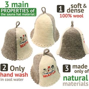 PetriStor Sauna Hat Embroidered Mafia for Man Natural Felt Made in Ukraine