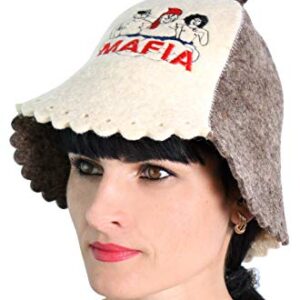 PetriStor Sauna Hat Embroidered Mafia for Man Natural Felt Made in Ukraine