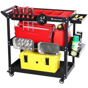 TANKSTORM Service Tool Cart 3-Tire Rolling, Industrial Commercial Service Cart-180 Lbs Capacity, No Drawer Included(TQ112)