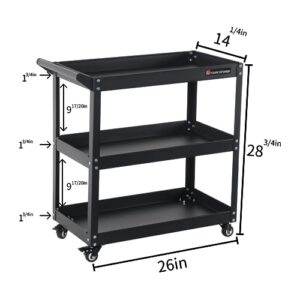 TANKSTORM Service Tool Cart 3-Tire Rolling, Industrial Commercial Service Cart-180 Lbs Capacity, No Drawer Included(TQ112)