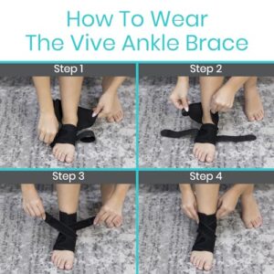 Vive Ankle Brace for Sprained Ankle - Adjustable Ankle Sleeve for Plantar Fasciitis, Tendonitis, Sprains, Swollen Feet - Lace Up Support Wrap for Running, Sports Injuries, Recovery (Fits Right & Left)